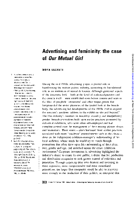 (PDF) Advertising and femininity: the case of Our Mutual Girl