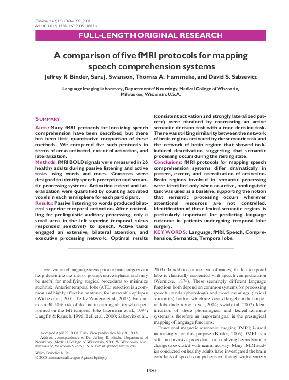 (PDF) A comparison of five fMRI protocols for mapping speech ...