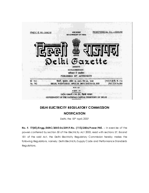 (PDF) DELHI ELECTRICITY REGULATORY COMMISSION