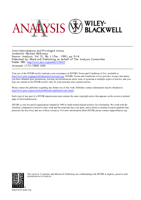 (PDF) Anti-Individualism and Privileged Access