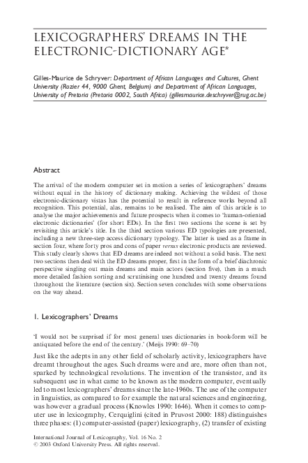 (PDF) Lexicographers' Dreams in the Electronic-Dictionary Age