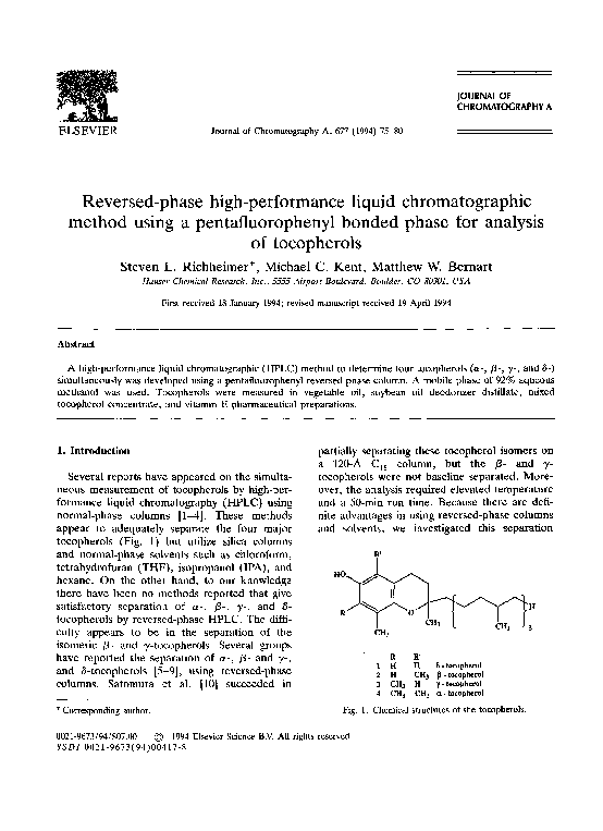 (PDF) Reversed-phase hplc method using a pentafluorophenyl bonded phase ...