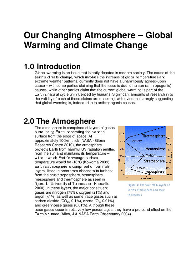 (DOC) Our Changing Atmosphere – Global Warming and Climate Change