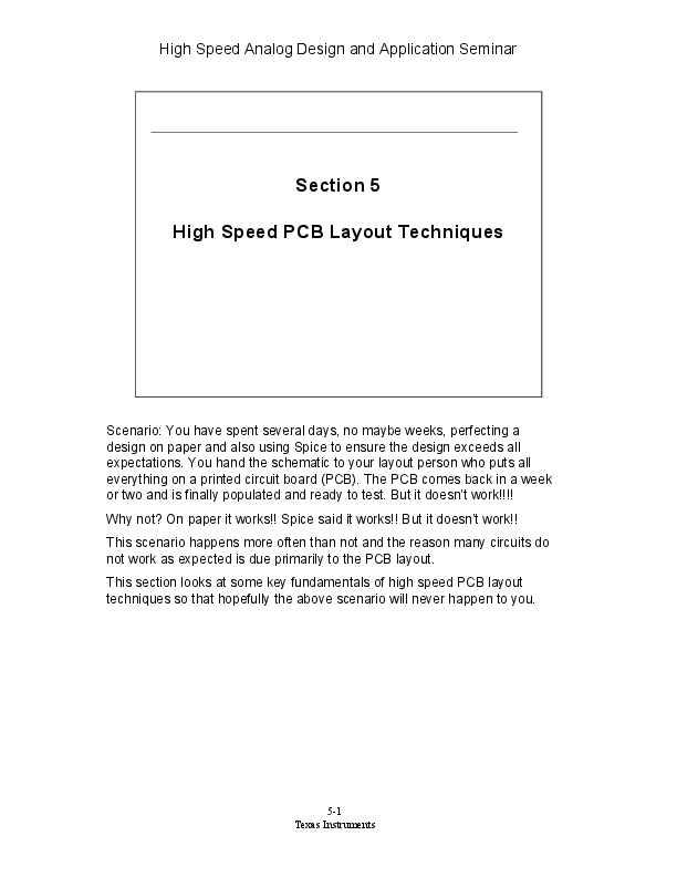 High Speed Analog Design and Application Seminar 5-1 Texas Instruments ...