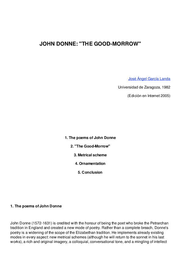 (PDF) John Donne: "The Good-Morrow"