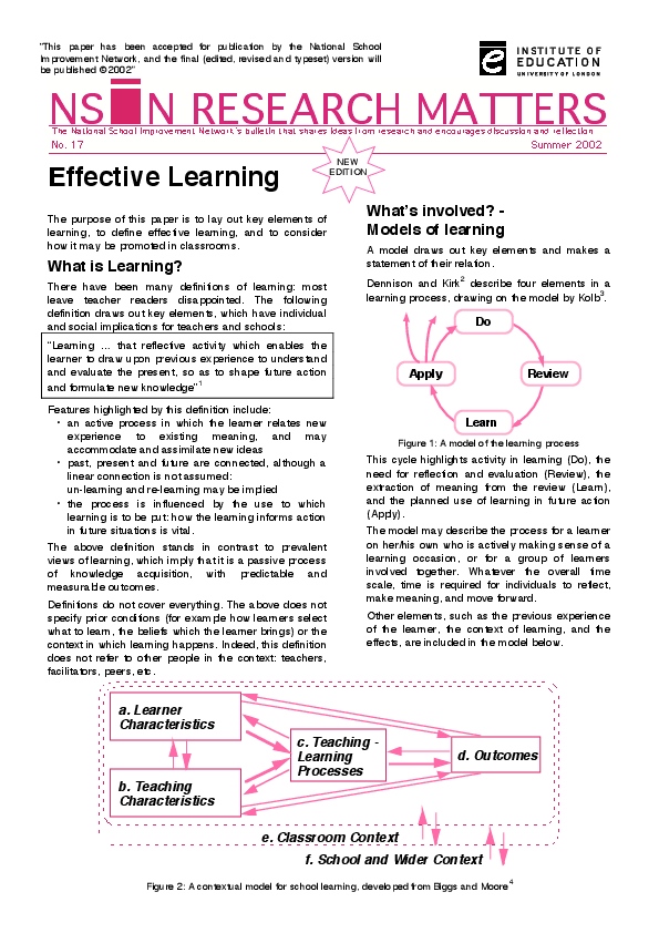 (PDF) Effective learning