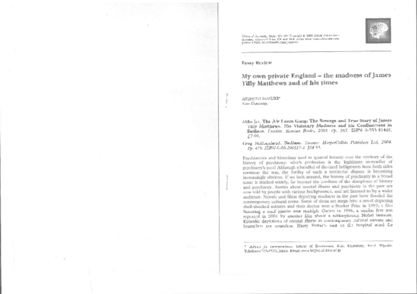 (PDF) My own private England – the madness of James Tilly Matthews and ...