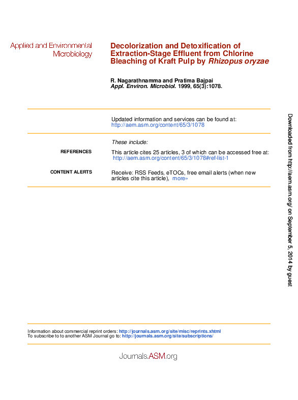 (PDF) Decolorization and Detoxification of Extraction-Stage Effluent ...