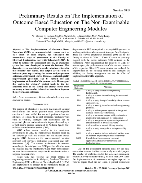 (PDF) Preliminary results on the implementation of outcome-based ...