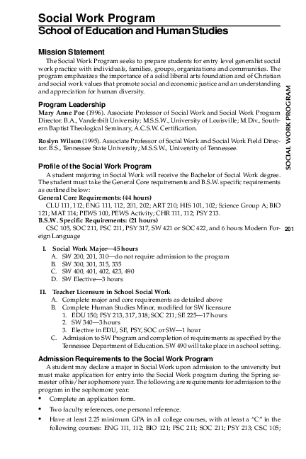 (PDF) “A Vital Christian Presence in Social Work” SOCIAL WORK STUDENTS ...