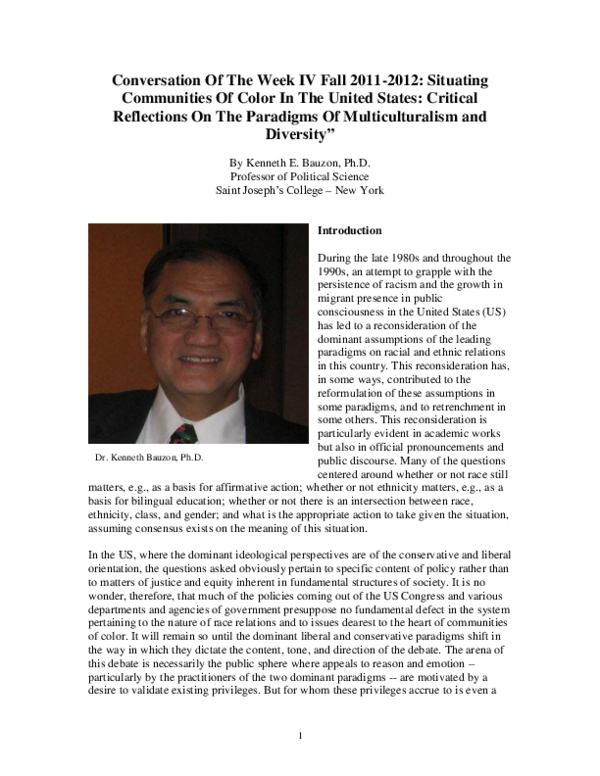 (PDF) Situating Communities of Color in the United States; Critical ...