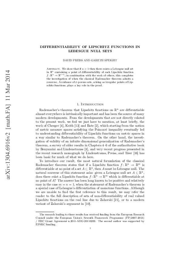 Pdf Differentiability Of Lipschitz Functions In Lebesgue Null Sets