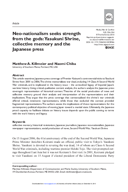 (PDF) Neo-Nationalism Seeks Strength From the Gods: Yasukuni Shrine ...