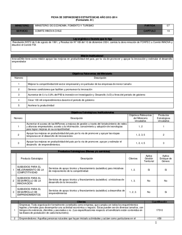 (PDF) FICHA DE DEFINICIONES ESTRATÉGICAS AÑO 2012-2014 (Formulario A1