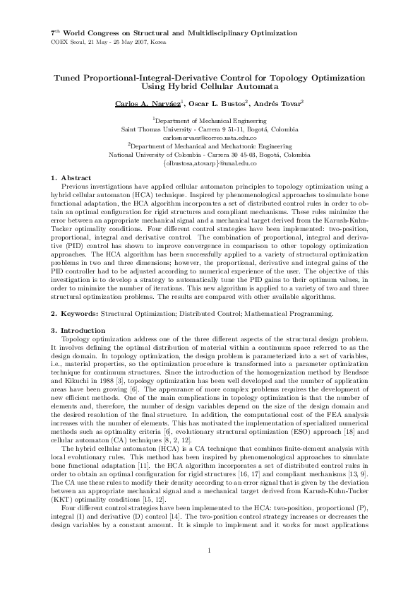 (PDF) Tuned Proportional-Integral-Derivative Control for Topology Optimization using Hybrid ...