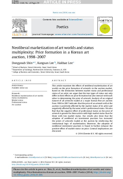 (PDF) Neoliberal marketization of art worlds and status multiplexity ...