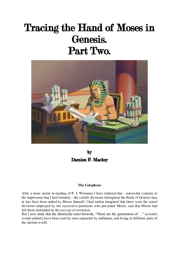 (DOC) Moses' Toledôt Divisions in Genesis