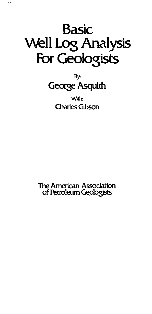 (PDF) Basic Well Log Analysis for Geologists