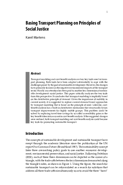 (PDF) Basing transport planning on principles of social justice
