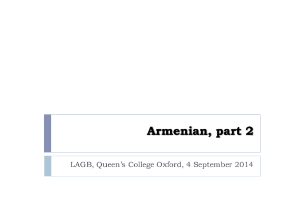 (PDF) Armenian Language Tutorial, Part 2
