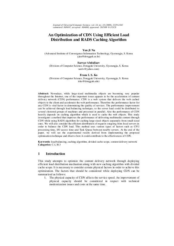 Pdf Optimizing Cdns With Rads Caching Algorithm