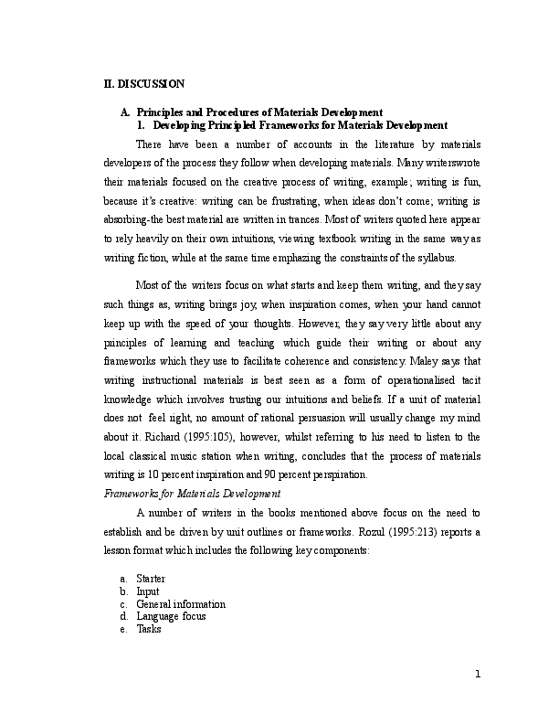 (DOC) II. DISCUSSION Principles and Procedures of Materials Development ...