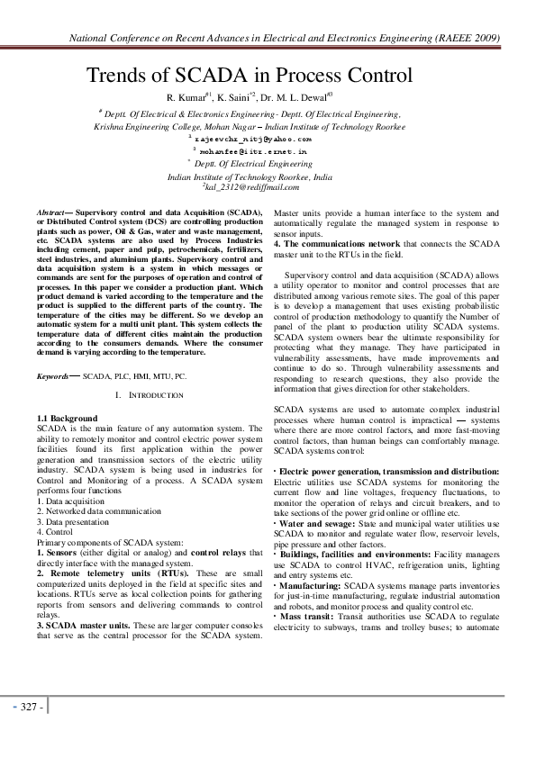 (PDF) Trends of SCADA in Process Control