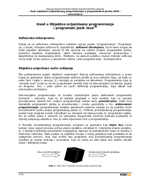Udruženje studenata informatike Fakulteta Organizacionih Nauka u Beogradu -Kurs objektno ...