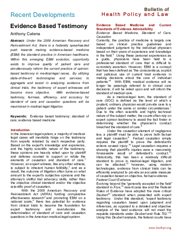 (PDF) Evidence Based Testimony