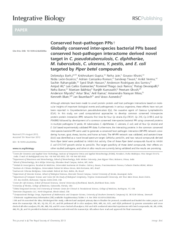 (PDF) Globally conserved inter-species bacterial PPIs based conserved ...