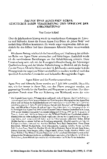Corine Schleif: Das pos weyb Agnes Frey Dürer. Geschichte ihrer ...