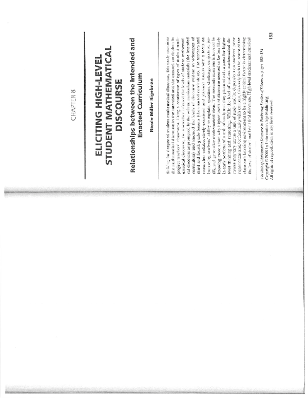 (PDF) Eliciting High-Level Student Mathematical Discourse