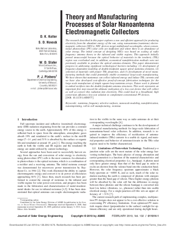 (PDF) Theory and Manufacturing Processes of Solar Nanoantenna ...