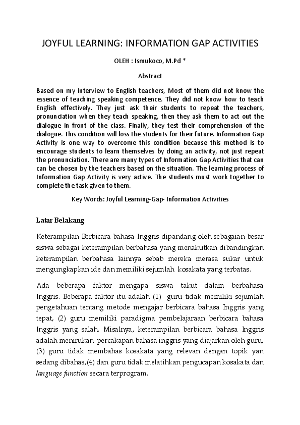 (DOC) JOYFUL LEARNING: INFORMATION GAP ACTIVITIES