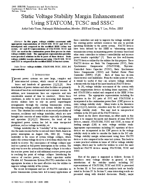 (PDF) Static Voltage Stability Margin Enhancement Using STATCOM, TCSC and SSSC