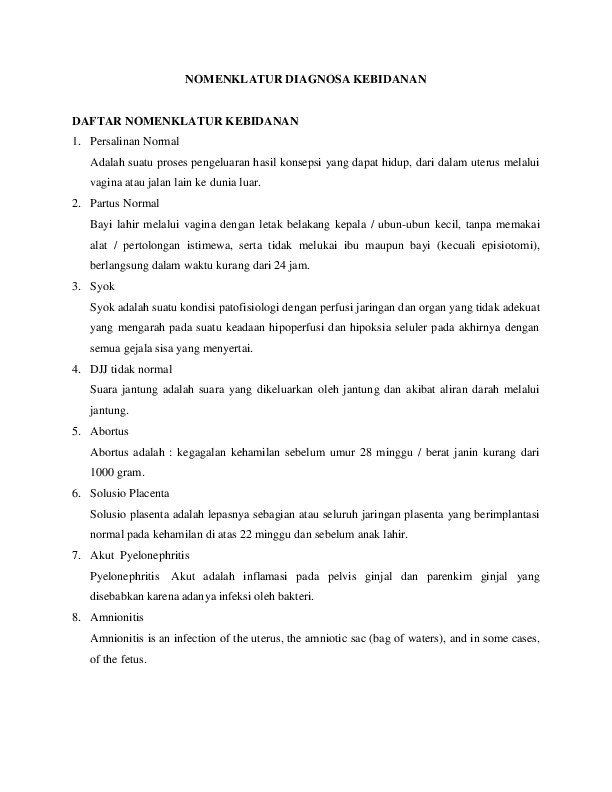 (DOC) NOMENKLATUR DIAGNOSA KEBIDANAN