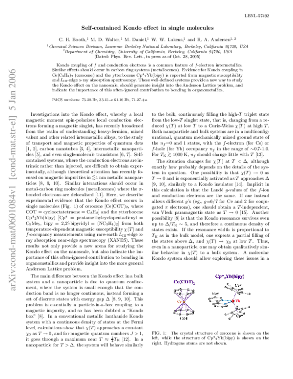 (PDF) Self-contained Kondo effect in single molecules