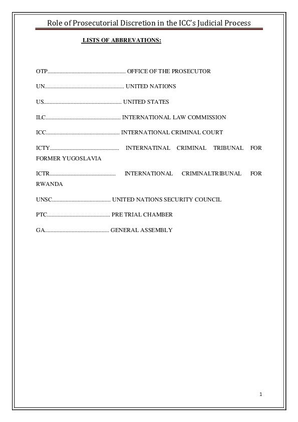 (DOC) Role of Prosecutorial Discretion in the ICC's judicial process