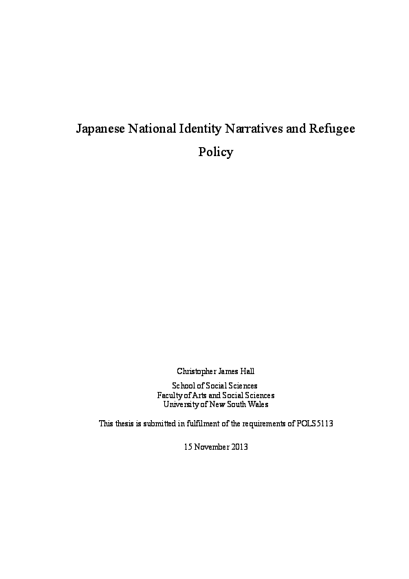 (PDF) Japanese National Identity Narratives and Refugee Policy