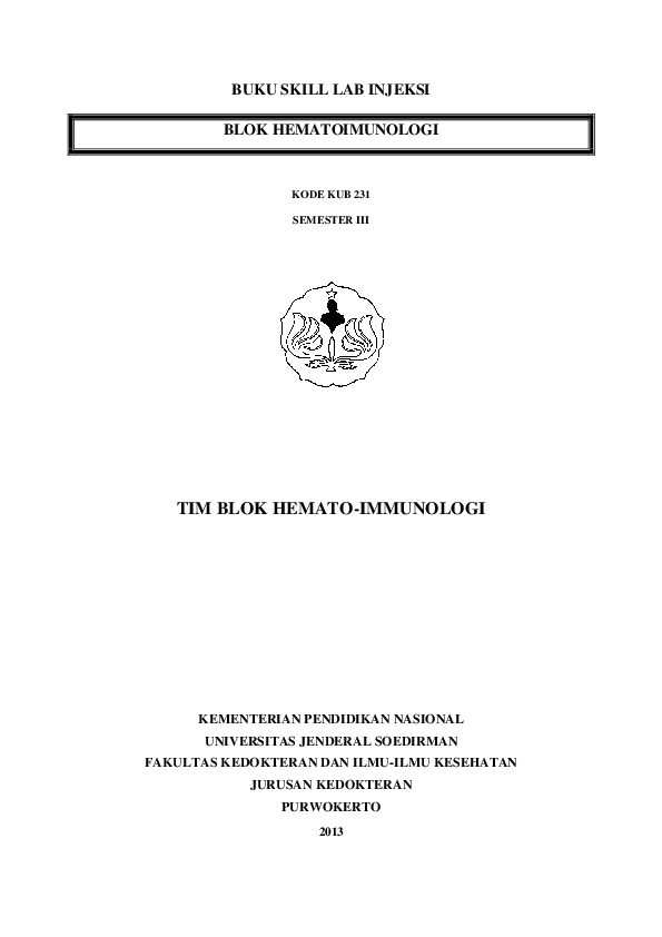 (DOC) SKILL LAB INJEKSI BLOK HEMATOIMUNOLOGI KODE KUB 231 SEMESTER III ...