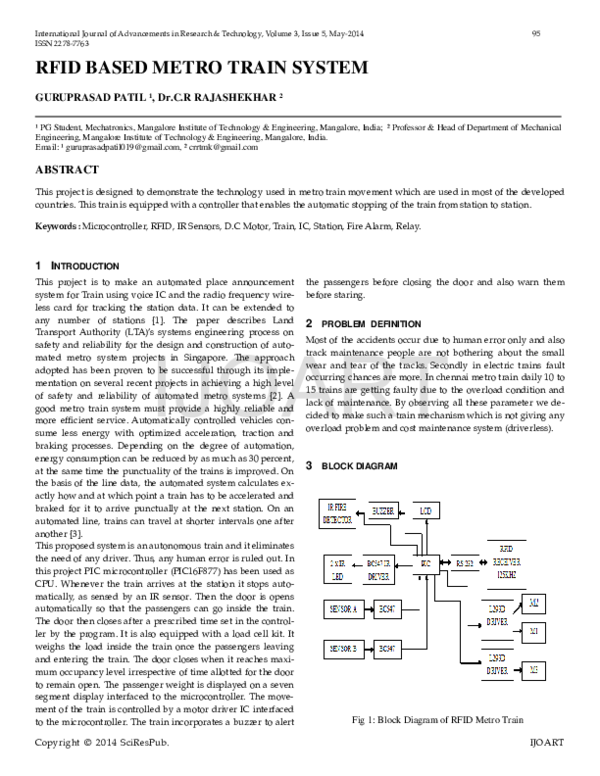 (PDF) RFID BASED METRO TRAIN SYSTEM