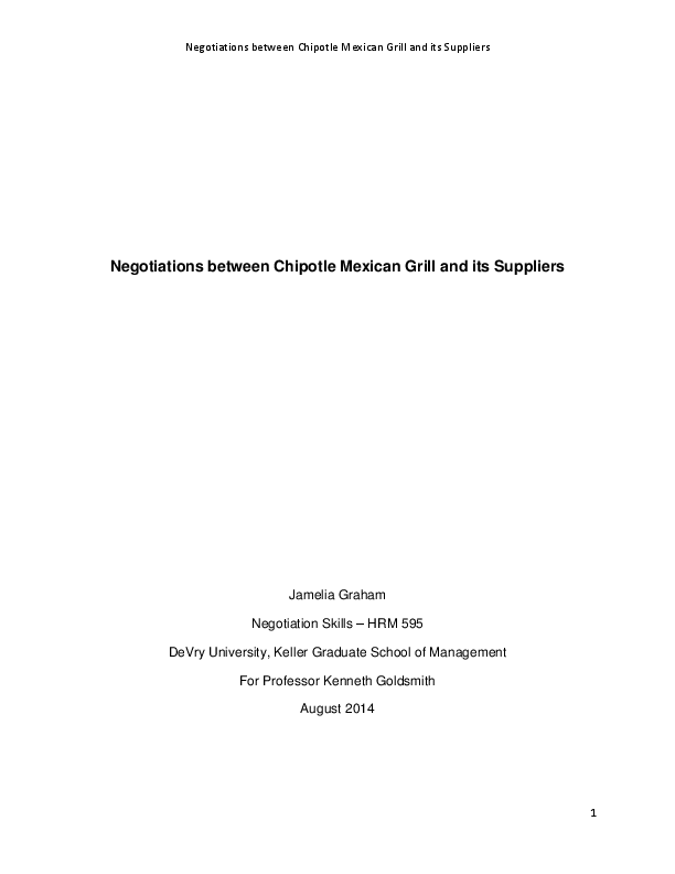 (DOC) Negotiation Analysis Paper