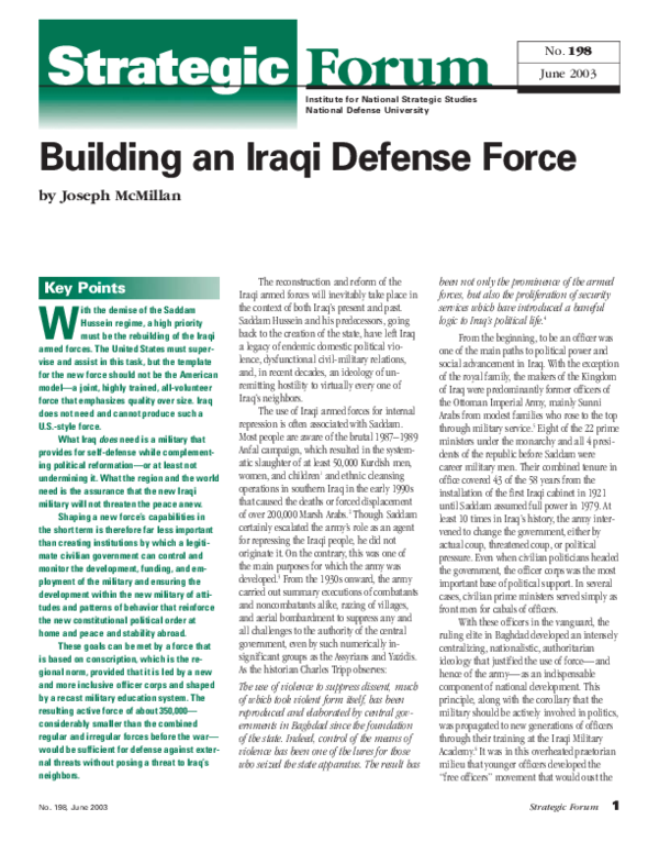 (PDF) Building an Iraqi Defense Force
