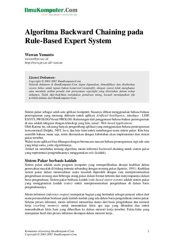 (PDF) algoritma backward chaining
