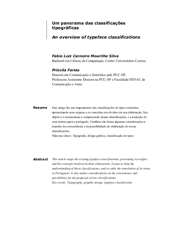 (PDF) Um panorama das classificações tipográficas An overview of ...