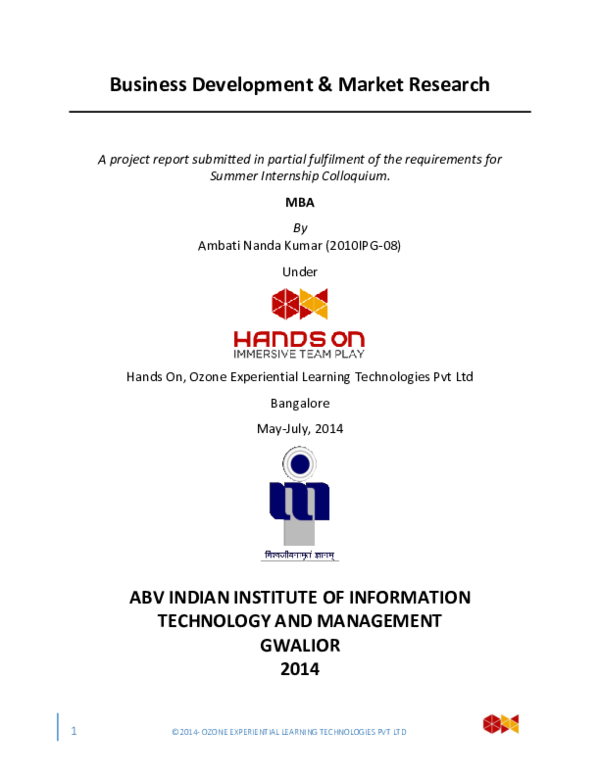 (PDF) Business Development Report- Hands On