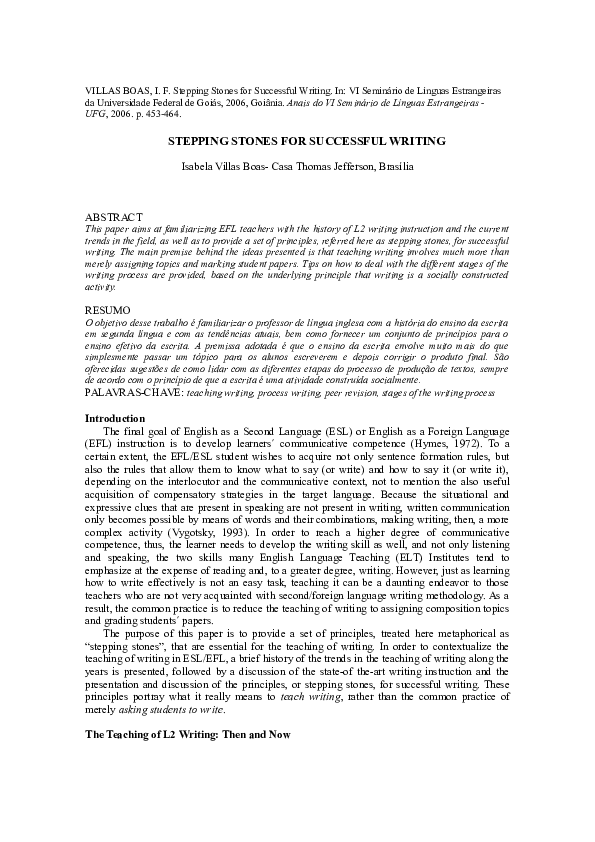 Stepping Stones for Successful Writing