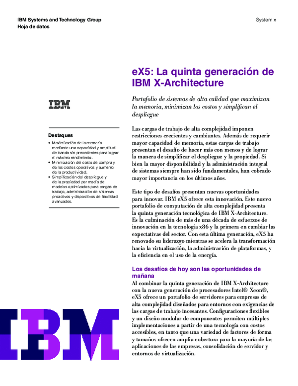 (PDF) eX5: La quinta generación de IBM X-Architecture