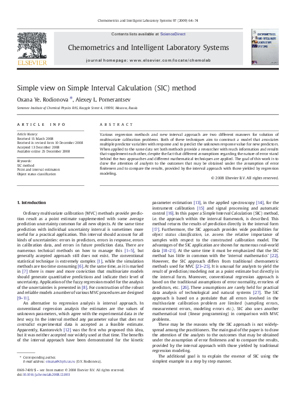 (PDF) Simple view on Simple Interval Calculation (SIC) method