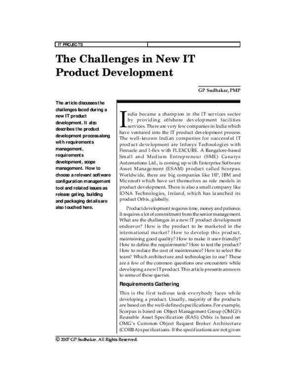 (PDF) The Challenges in new IT Product Development